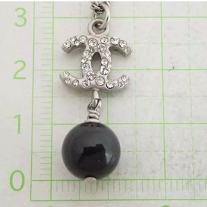 CHANEL | Jewelry | Chanel Logo Necklace Blacksilvertone Rhinestone ...